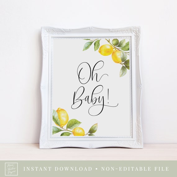 Oh Baby Sign // Lemon Baby Shower Lemons Citrus Lemon - Etsy