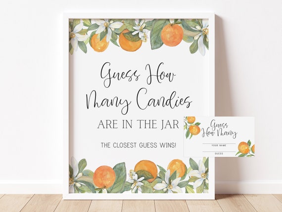 Guess How Many Candies Sign and Card // Citrus Baby | Etsy