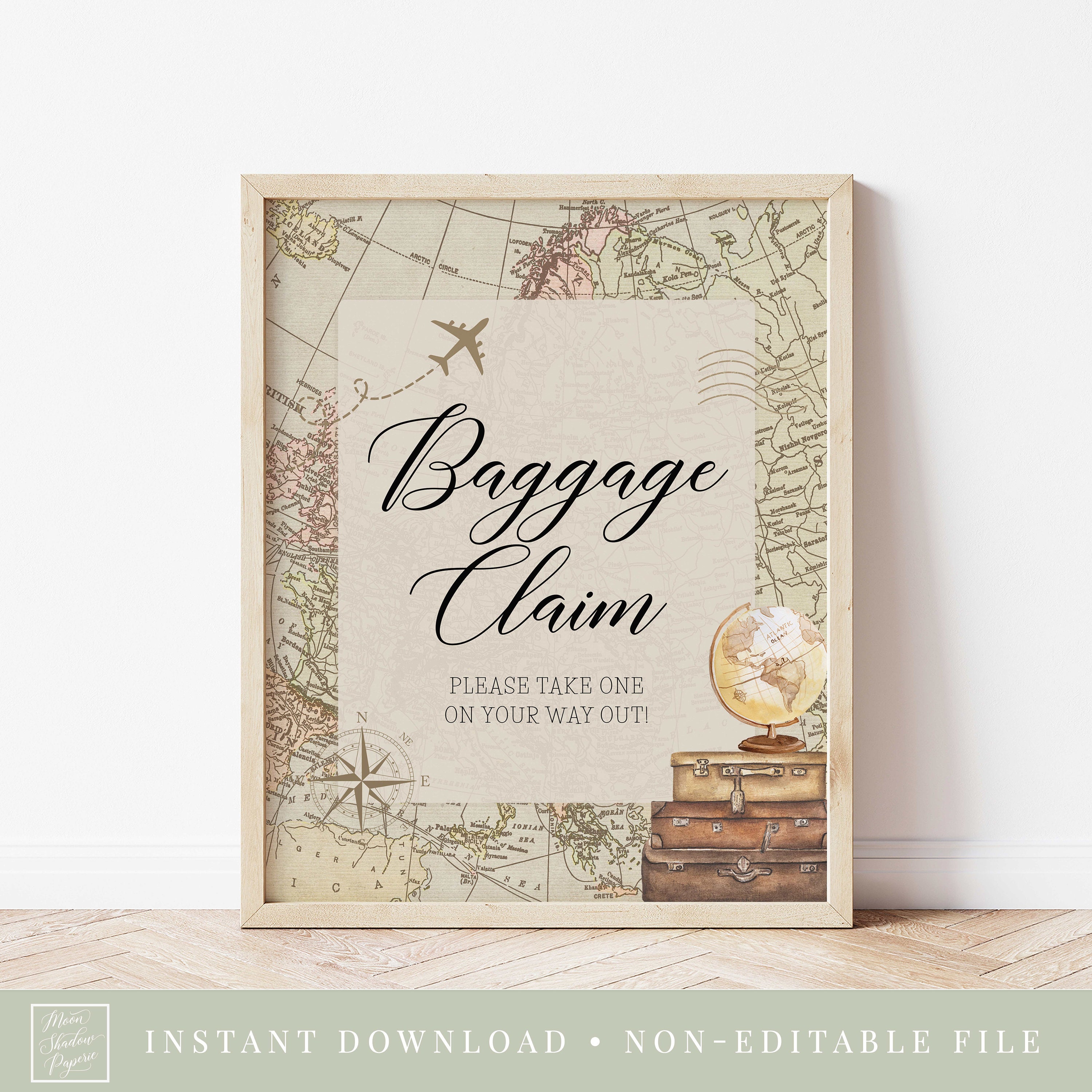 Baggage Claim Favors Sign // Travel Baby Shower Luggage - Etsy