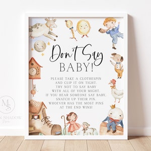 Don't Say Baby Sign // Nursery Rhyme Baby Shower Gender - Etsy