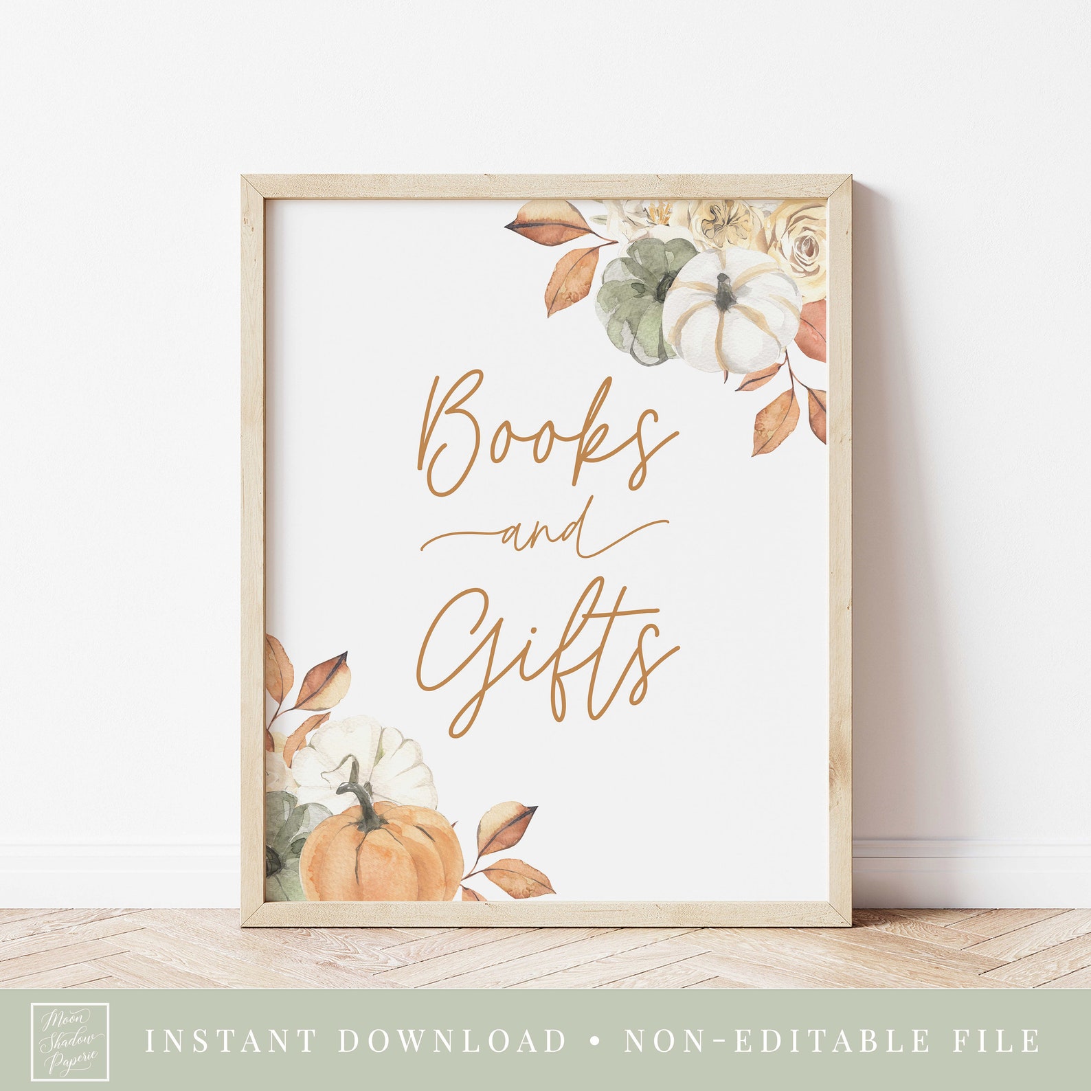 Printable Books and Gifts Sign // Fall Baby Shower Pumpkin | Etsy
