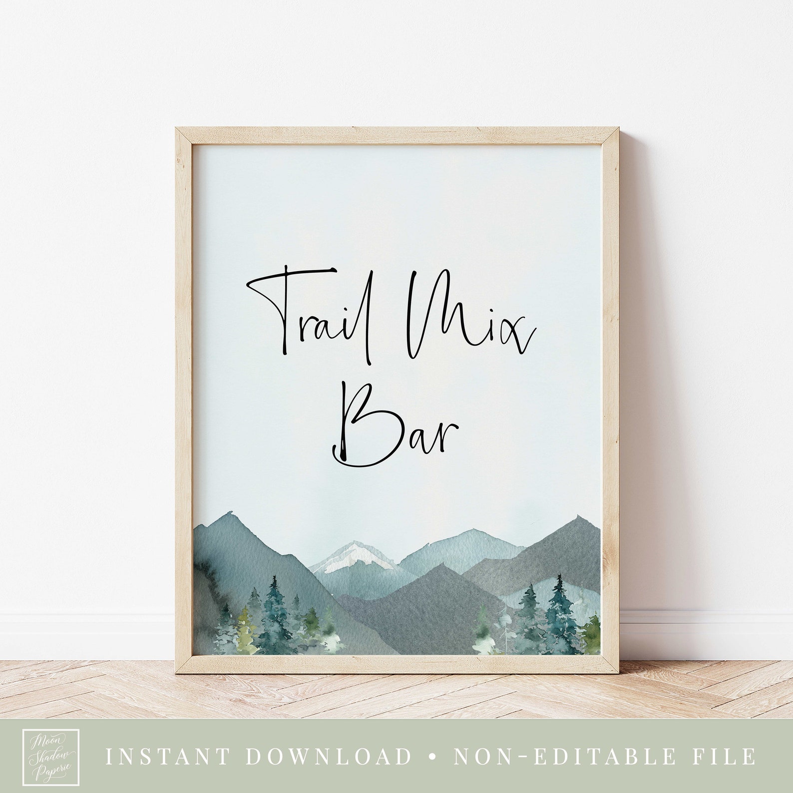 Trail Mix Bar Sign // Mountains Woodland Trees Adventure - Etsy