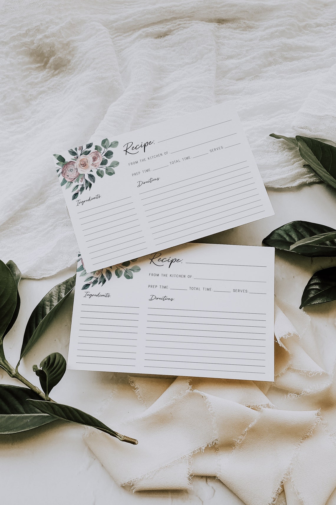 Printable Recipe Card // Floral Recipe Card Roses Pink - Etsy