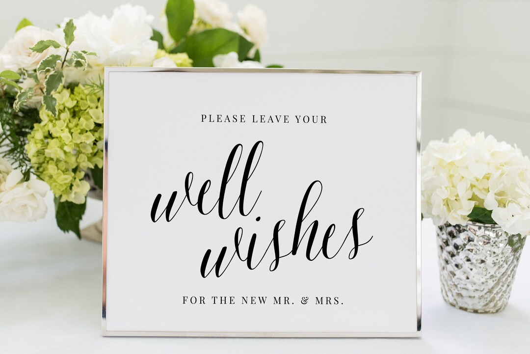 Well Wishes Sign // Wedding Sign, Bridal Shower, Well Wishes, Wedding ...