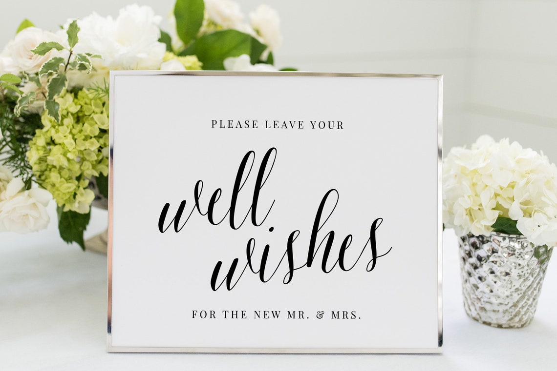 Well Wishes Sign // Wedding Sign Bridal Shower Well Wishes - Etsy