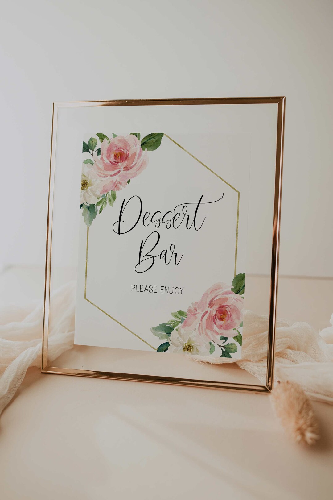 Dessert Bar Sign // Blush Pink Floral, Baby Shower, Bridal Shower Sign ...