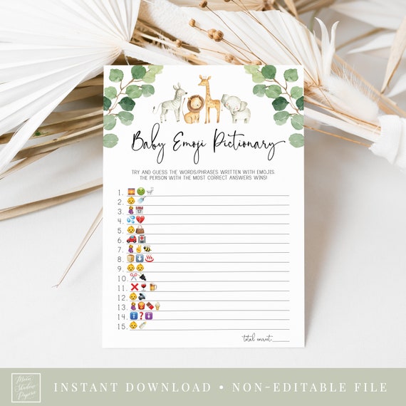 Baby Emoji Pictionary Game // Jungle Baby Shower Jungle | Etsy