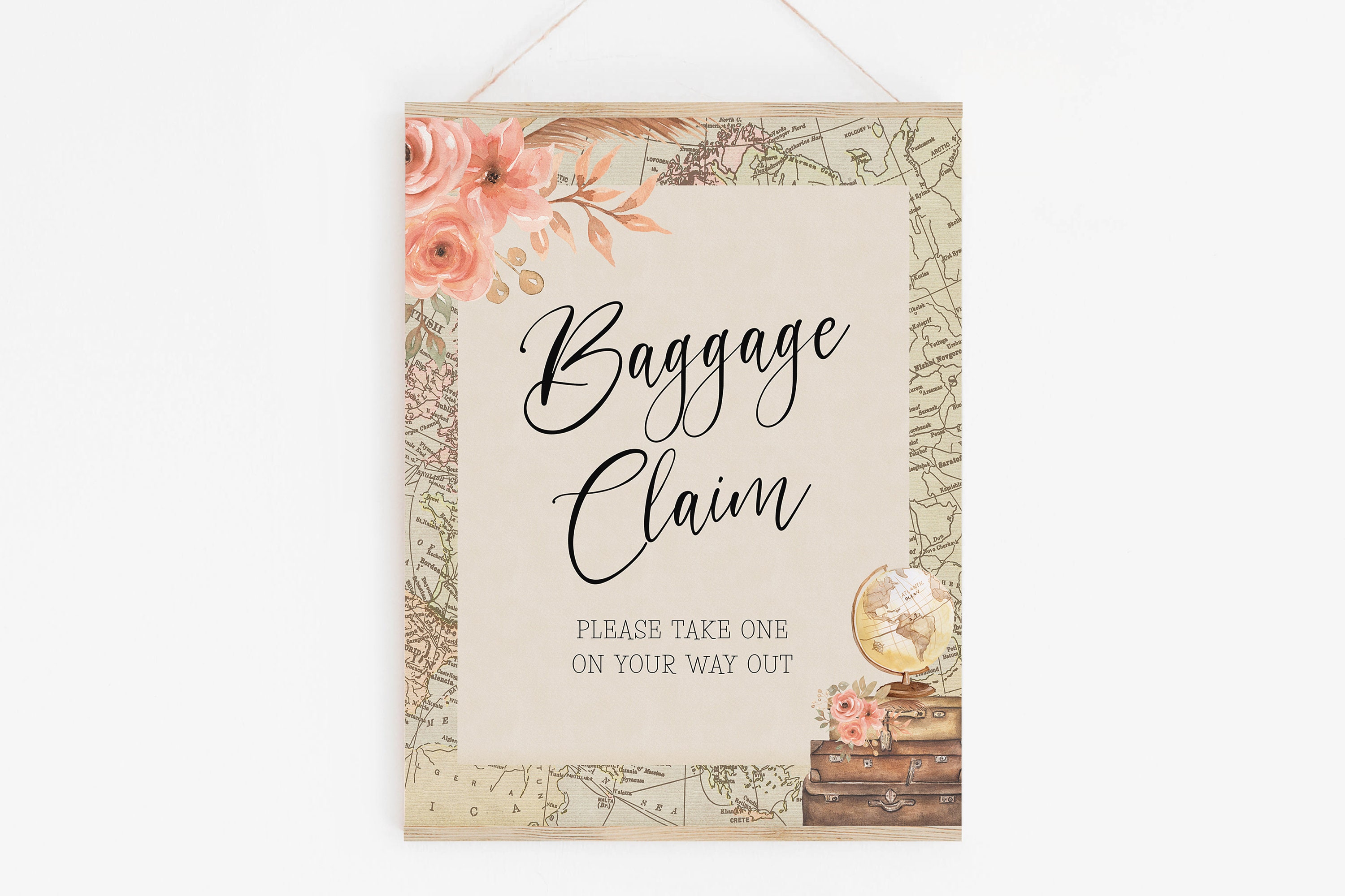 Baggage Claim Favors Sign // Floral Travel Baby Shower | Etsy