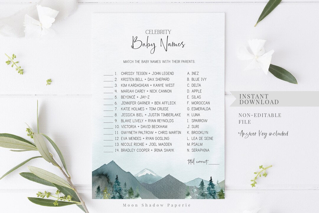 Celebrity Baby Names Game // Mountains, Woodland Trees, Adventure ...