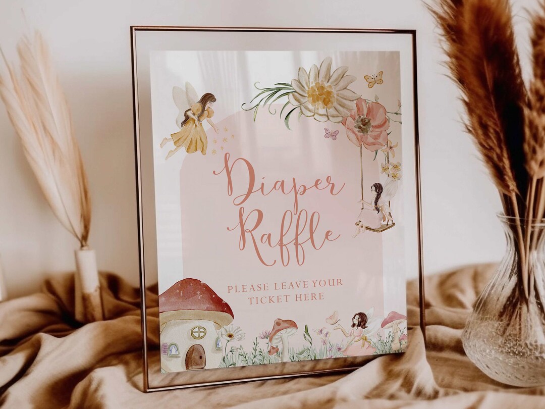 Printable Diaper Raffle Sign // Fairy Baby Shower Sign, Birthday Party ...