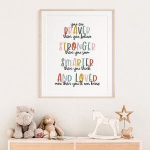 You Are Braver Than You Believe Wall Print // Printable Kids Wall Art ...