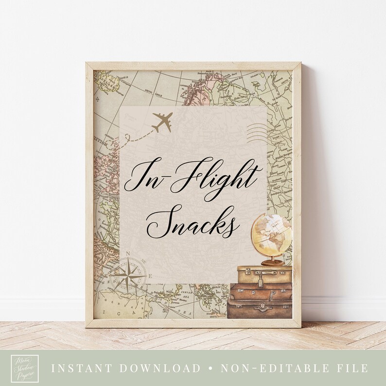 In-flight Snacks Sign // Travel Baby Shower Luggage - Etsy