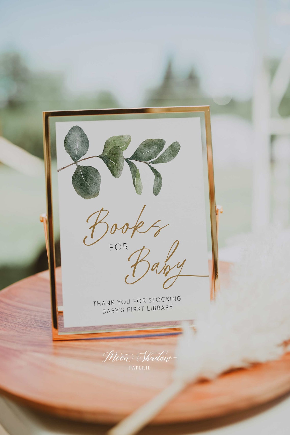 Books for Baby Sign // Printable Baby Shower Sign, Eucalyptus, Greenery ...