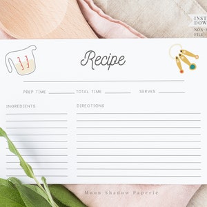 Measuring Tools Recipe Card // Printable Recipe Card, Recipe Cards ...