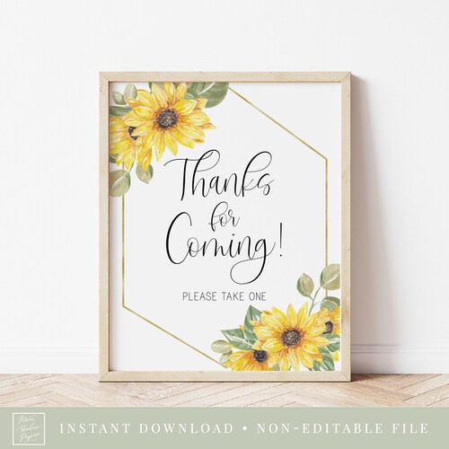 Thanks for Coming Thank You Sign // Sunflower Theme Baby - Etsy
