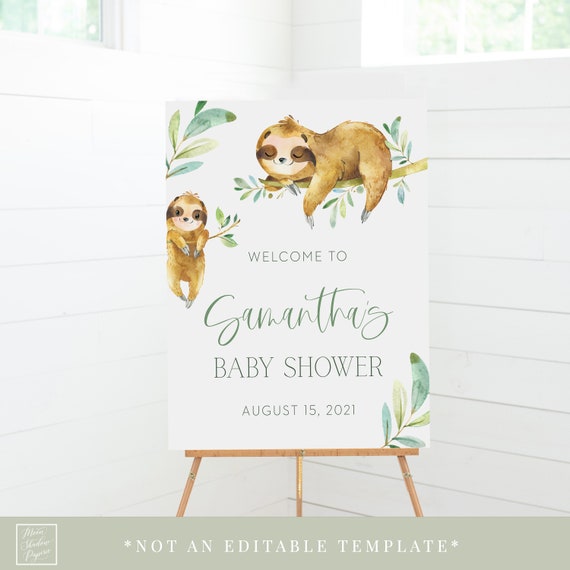 Printable Welcome Sign // Sloth Baby Shower Sloth Theme | Etsy