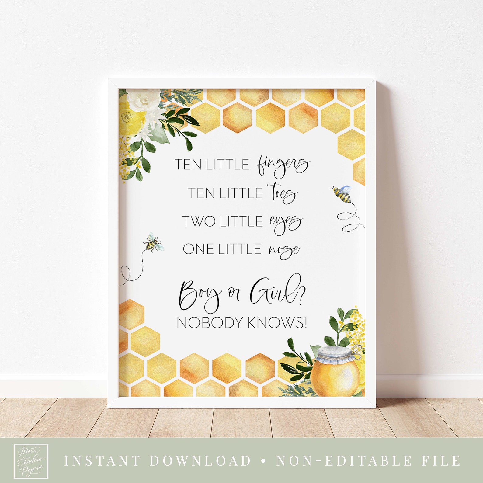 Printable Boy or Girl Bee Gender Reveal Sign // Bee Gender Reveal, Bee ...