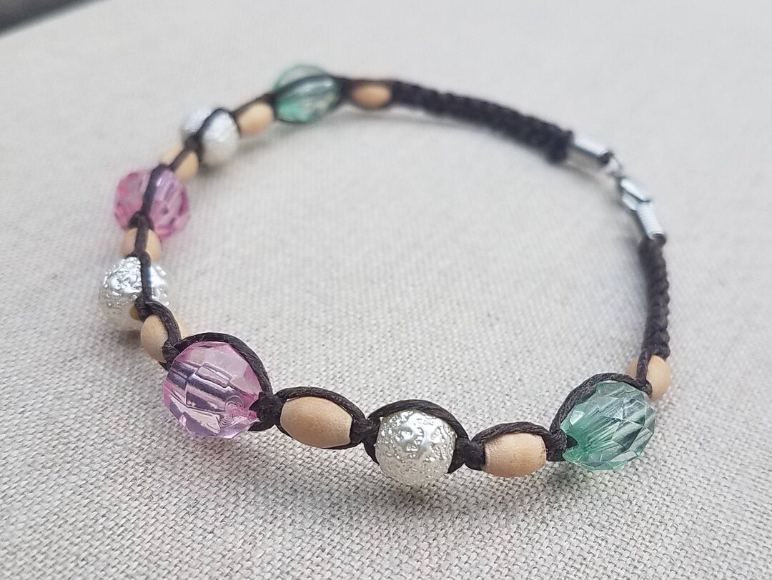 Anklet, 122, Square Knot Anklet, Macrame Anklet, Beaded Anklet ...
