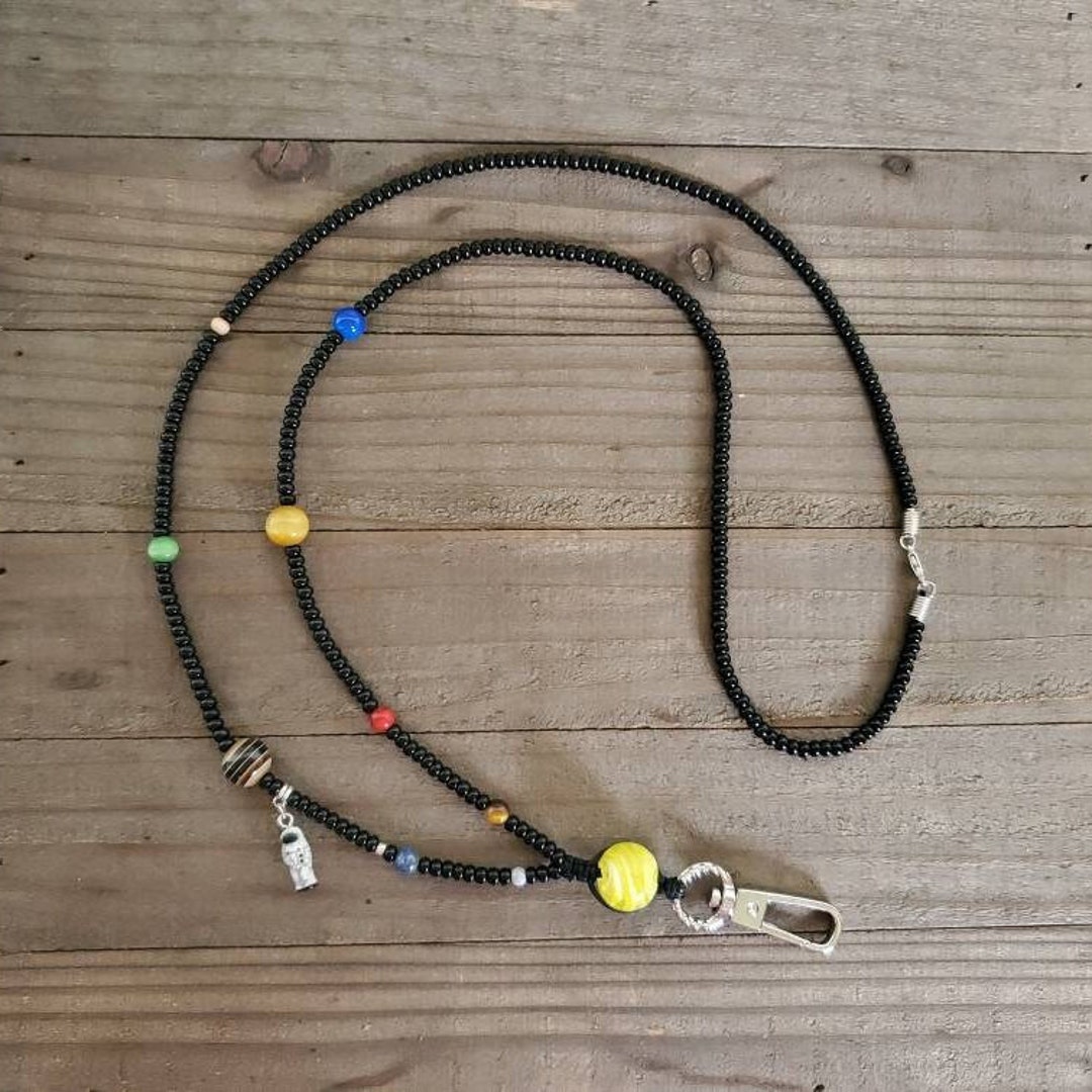Solar System Lanyard, #82, Astronaut Lanyard, Beaded Lanyard, Planet ...