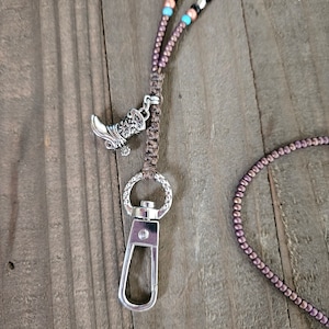 Western Lanyard, 4, Cowboy Boot, Turquoise Lanyard, ID Badge Holder ...