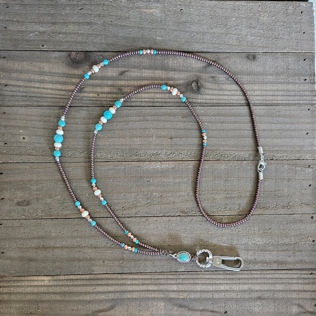 Western Lanyard, Turquoise Lanyard, Beaded Lanyard, ID Badge Holder ...