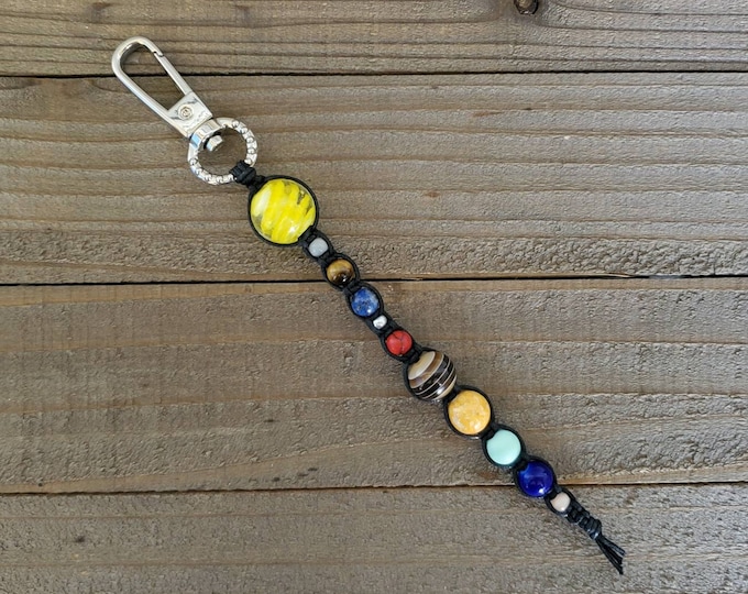 Solar System Keychain, #73, Keychain, Beaded Keychain, Outer Space ...