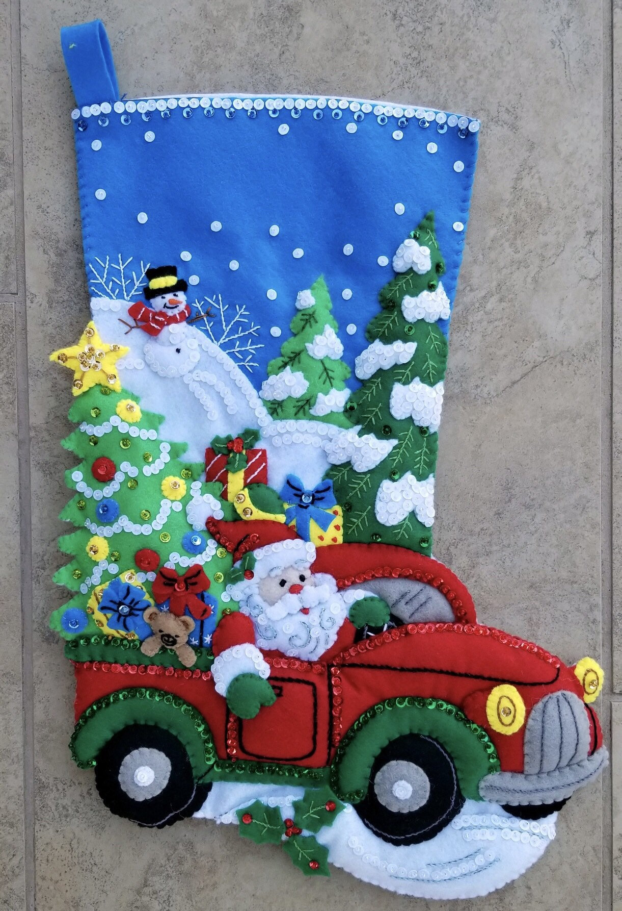 18 in Finished Bucilla Stocking The Christmas Drive | Etsy