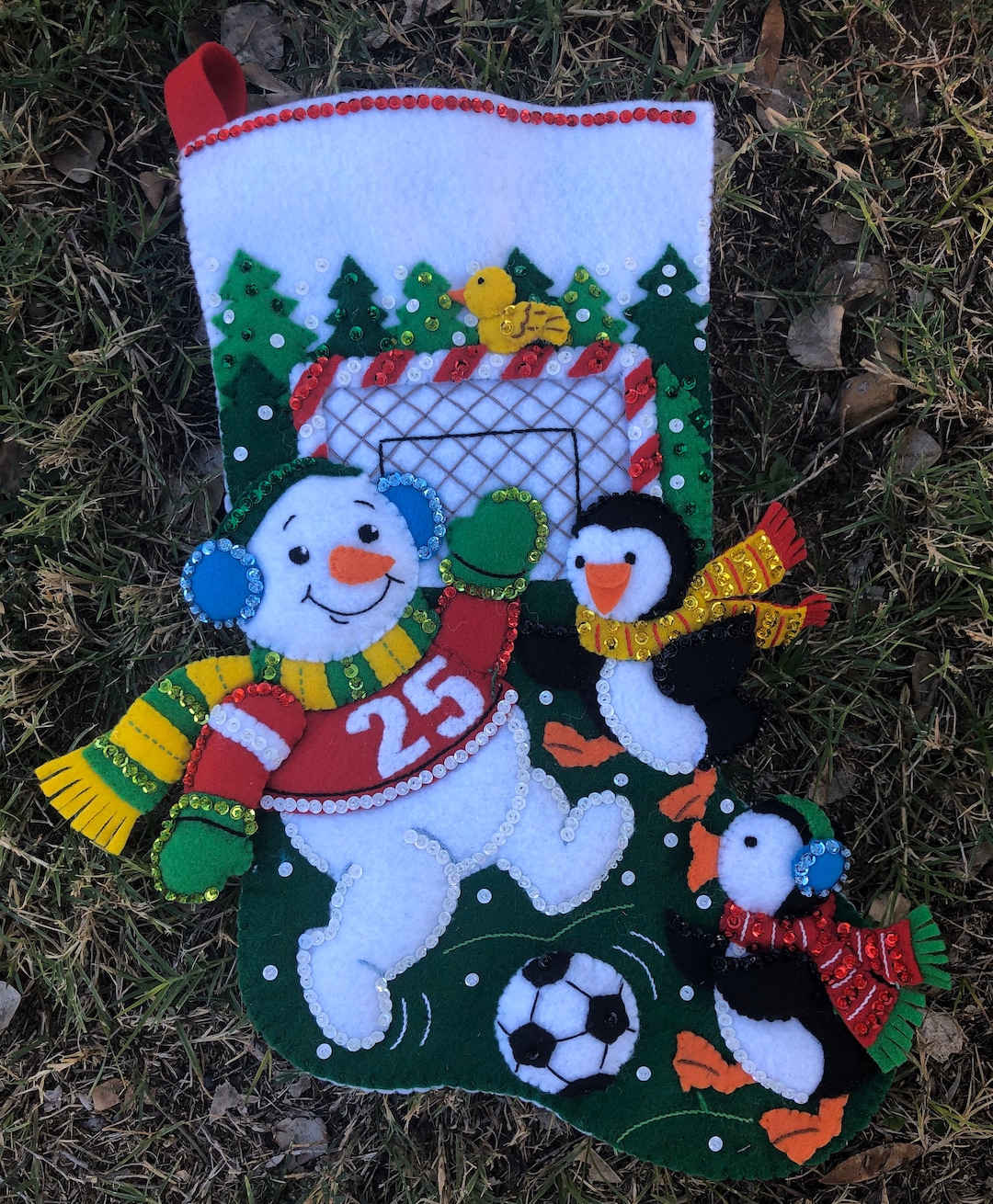 Snowman Soccer Fan 18inch Finished Bucilla Stocking - Etsy