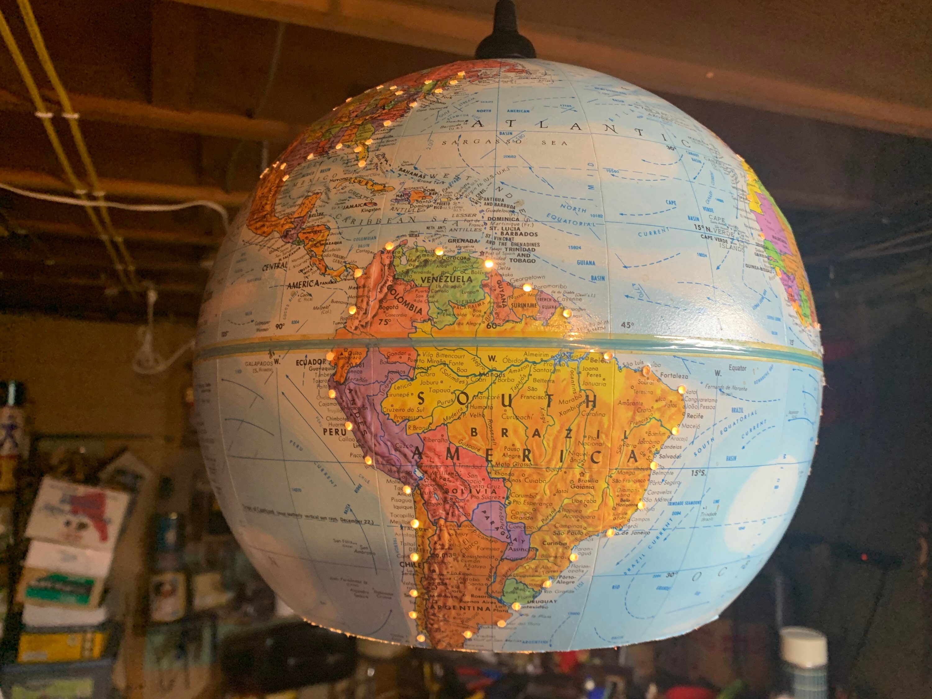 World Globe Lamp, Globe Lamp, Globe Pendant Light, Lamp, Repurposed ...