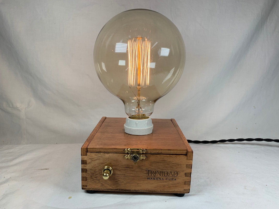 Cigar Box Lamp, Desk Lamp, Edison Lamp, Cigar Box, Cigars, Night Light ...
