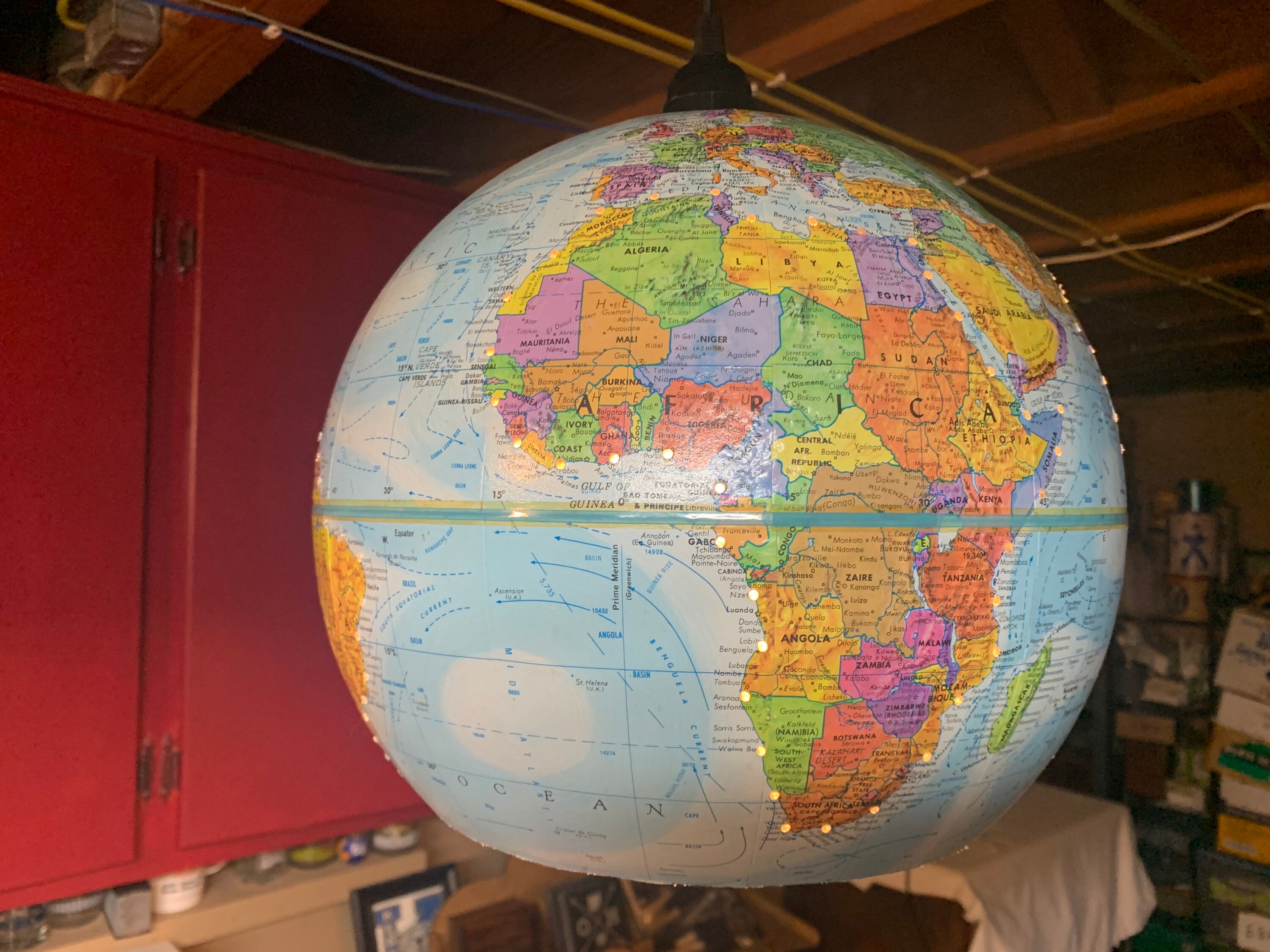 World Globe Lamp, Globe Lamp, Globe Pendant Light, Lamp, Repurposed ...