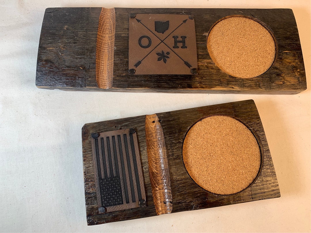 Barrel Stave Cigar Butler With Leather Accent, Barrel Staves, Bourbon ...