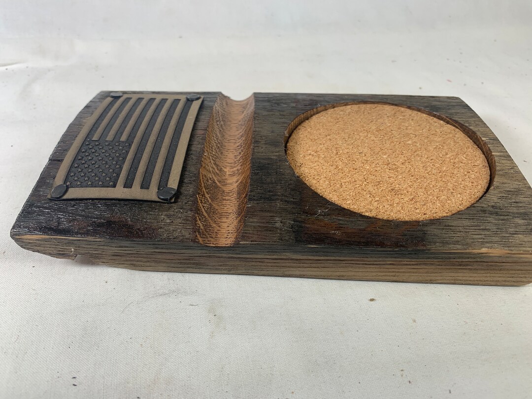 Barrel Stave Cigar Butler With Leather Accent, Barrel Staves, Bourbon ...