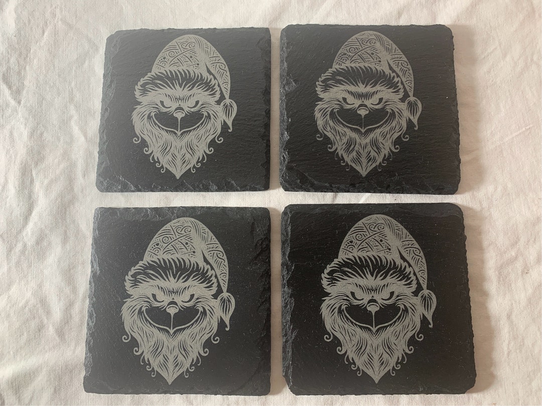 Grinch Slate Coasters, Christmas - Etsy