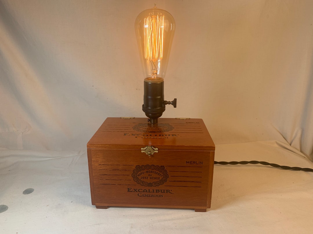 Cigar Box Lamp, Desk Lamp, Cigar Box, Man Cave Lamp, Steampunk Lamp ...