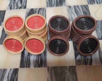 26 Pack 1.25 Wood Stacking Checkers Finished in Clear and Walnut ...