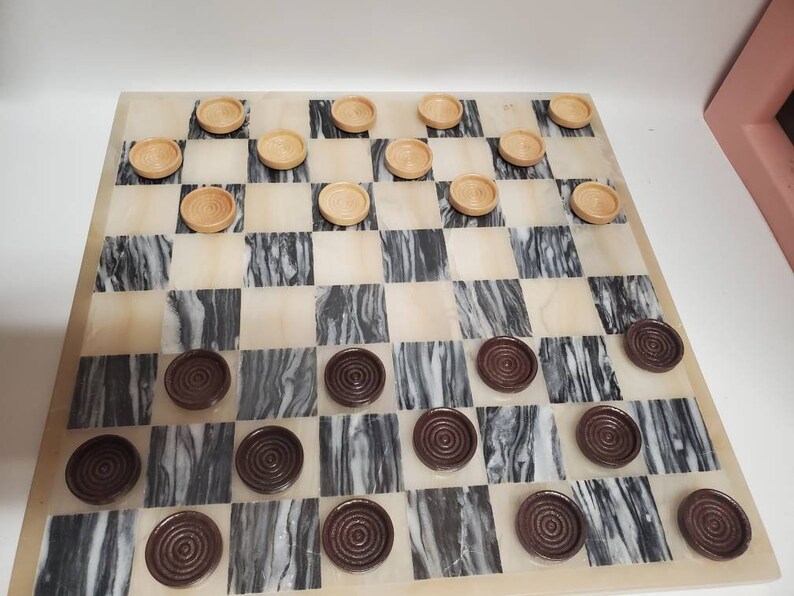 STAINED CHECKERS SET - Etsy