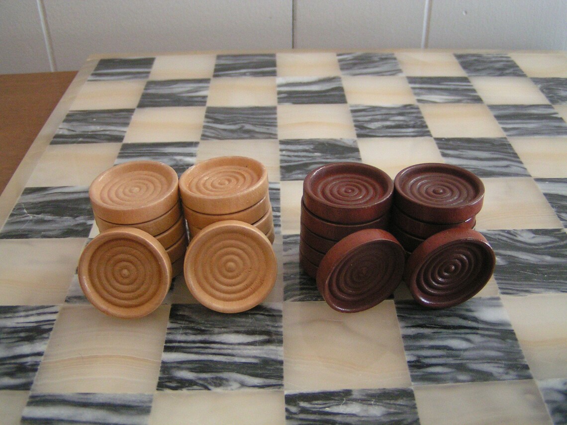 STAINED CHECKERS SET - Etsy