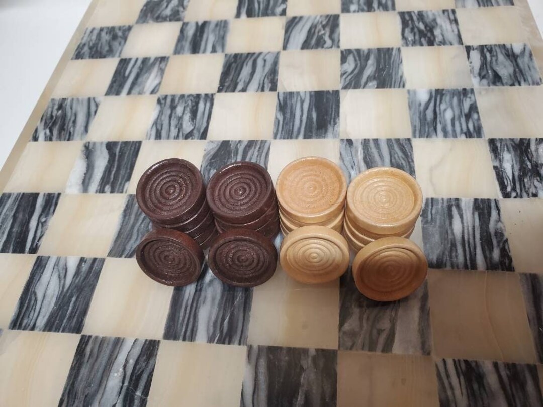 STAINED CHECKERS SET - Etsy