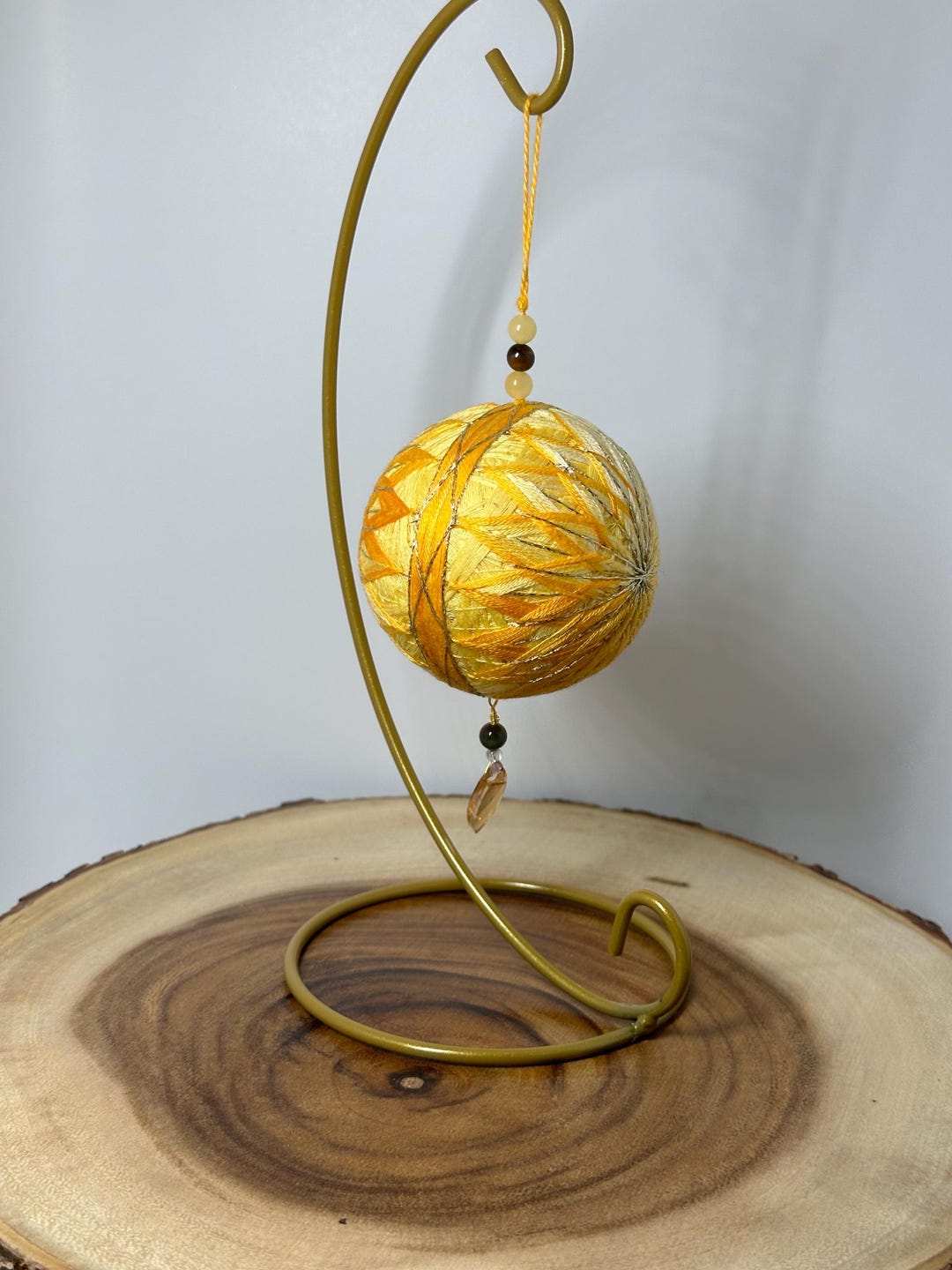 Temari Ball, Soul Color Yellow , Miyabi Original, With Gold Stand ...