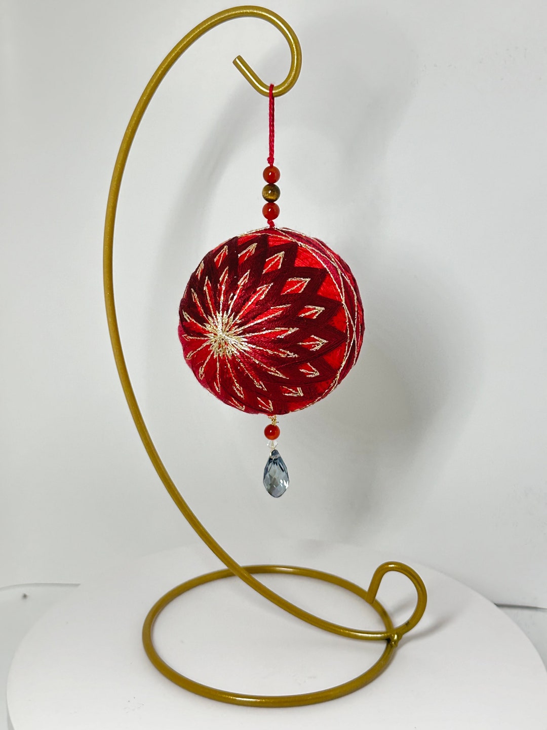 Temari Ball, Soul Color Red, Miyabi Original, With Gold Stand - Etsy