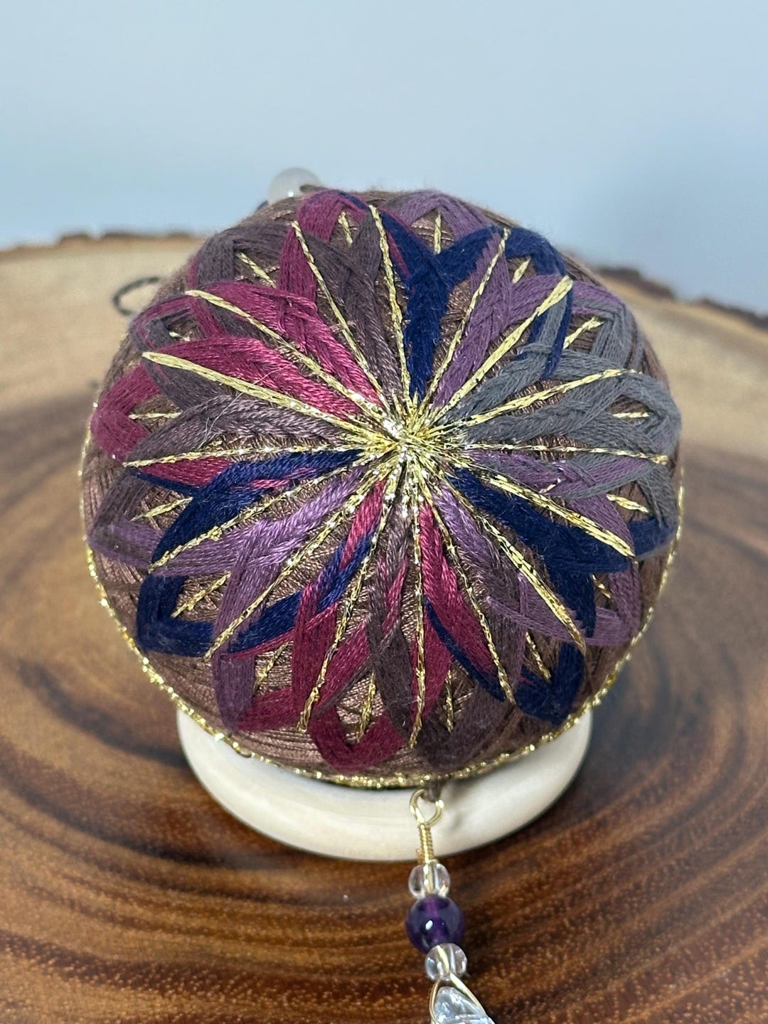 Temari Ball, Soul Color Brown , Miyabi Original, With Gold Stand ...