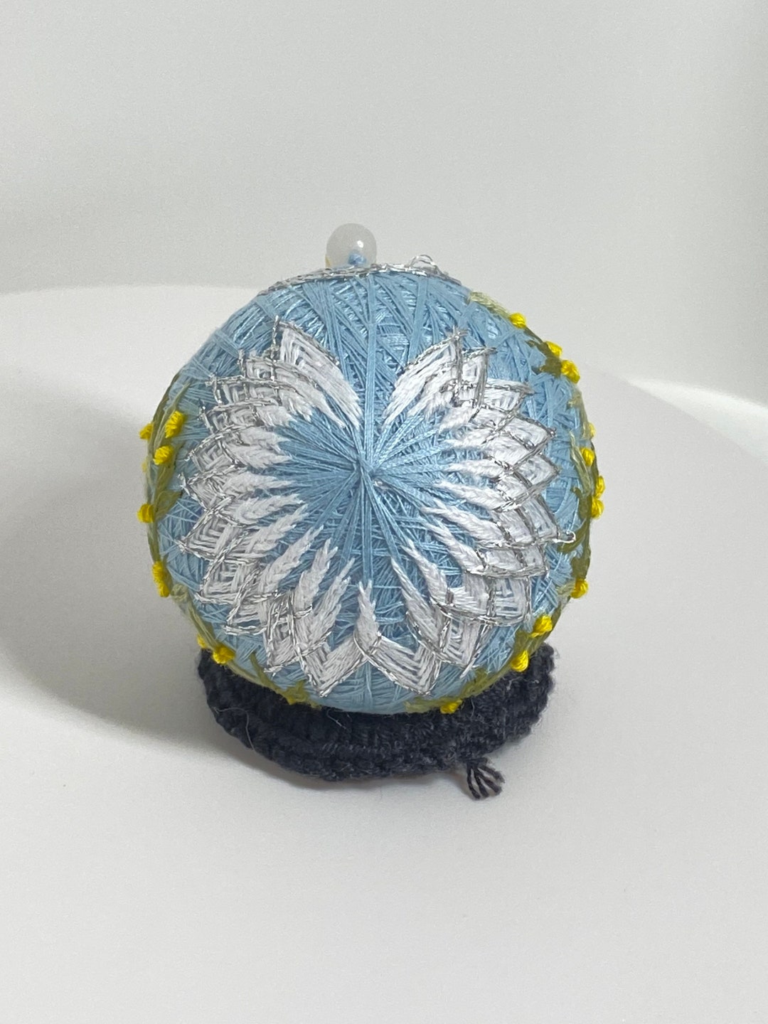 Temari Ball, Ornament, Angel,wings,original Design,with White Stand - Etsy