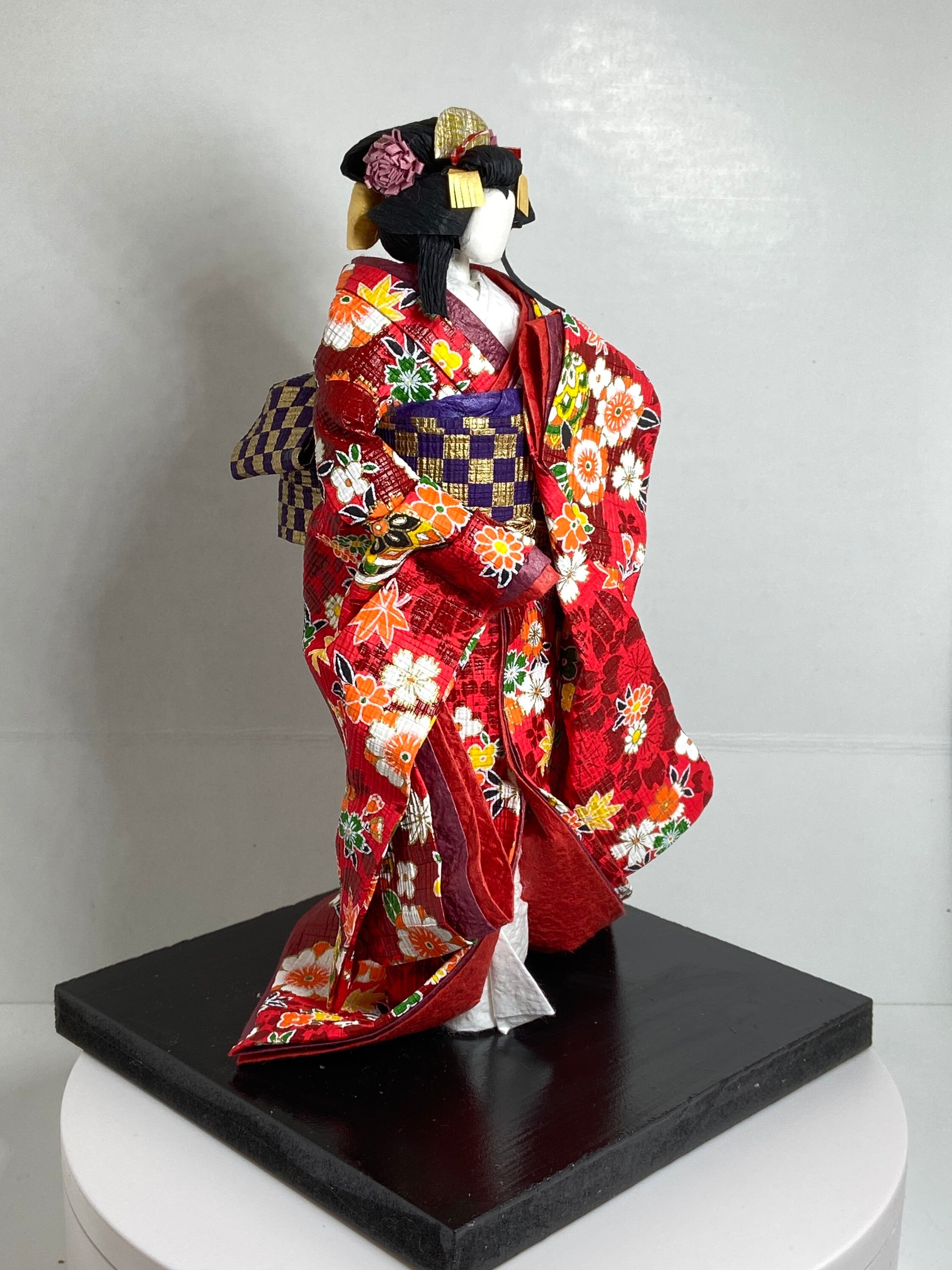 Japanese Washi Paper Doll Princess Red Kimono Hime | Etsy