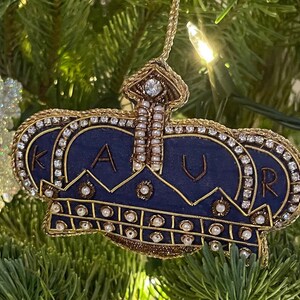 Kaur Crown Holiday Ornaments - Silk With Zari Embroidery - Etsy