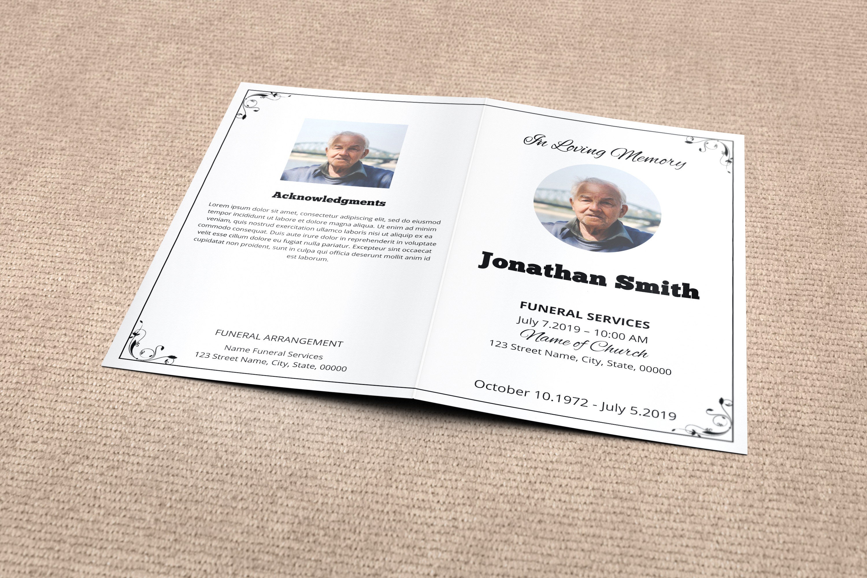 Funeral Program Template Printable Microsoft Word Etsy Images