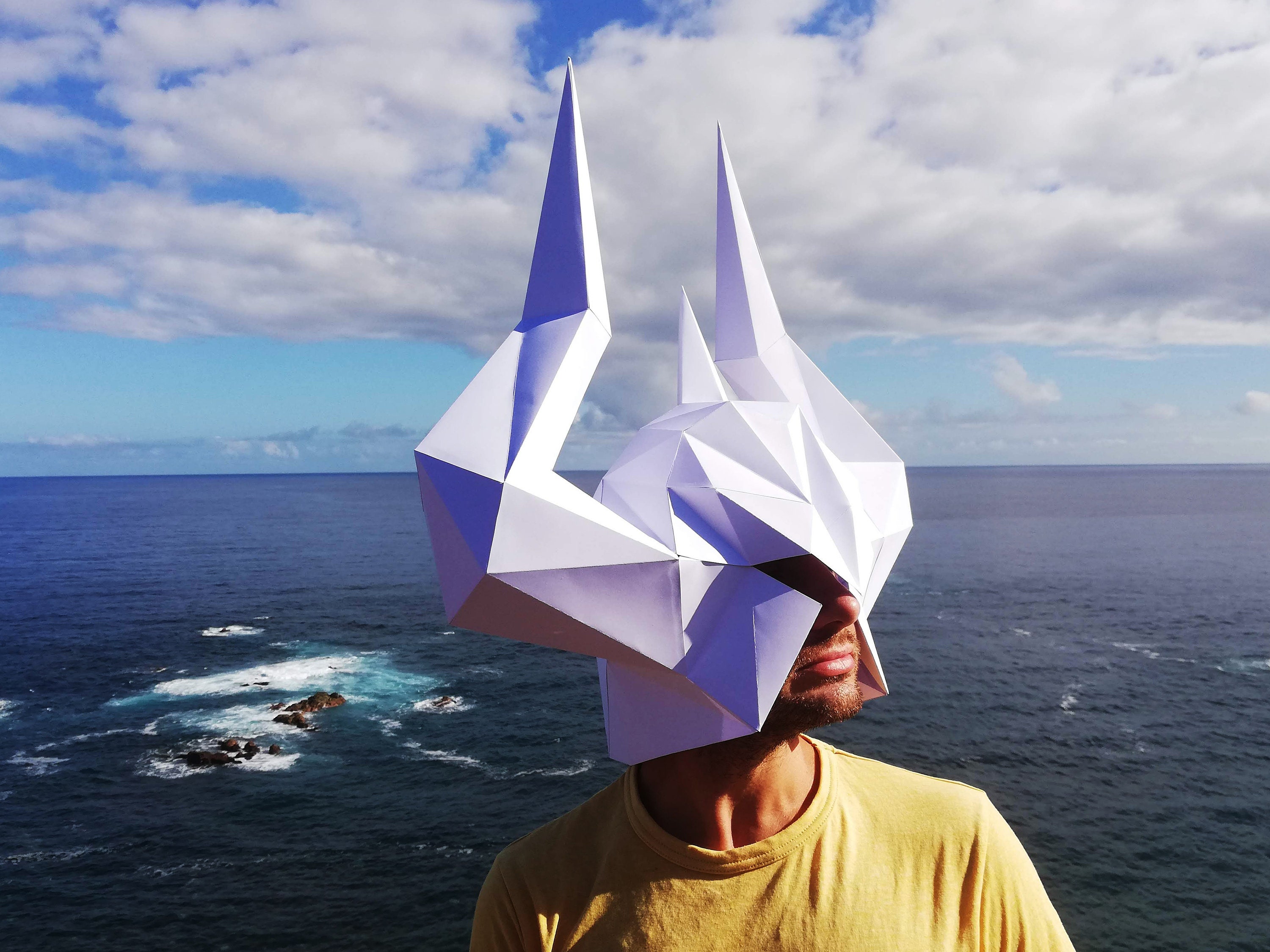 Make Your Helmet With Horns Mask From Paper, PDF Pattern Mask, Polygon ...