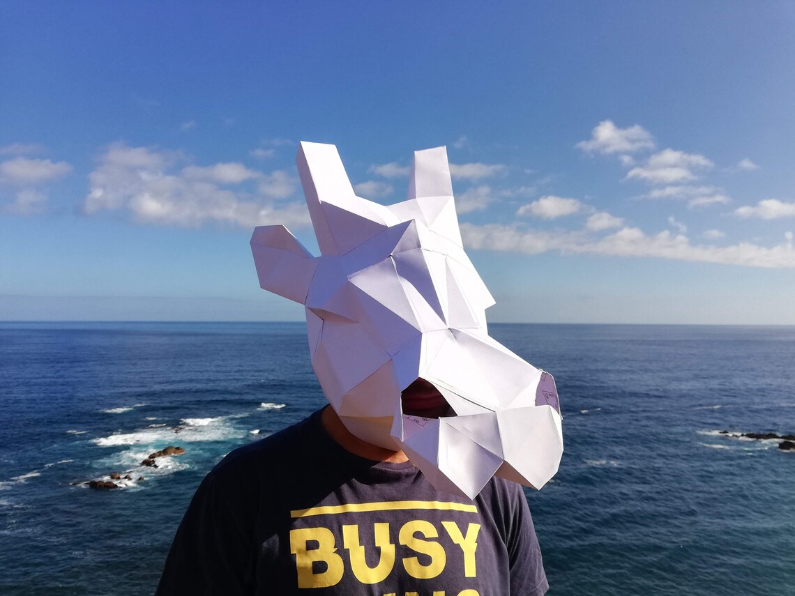 Make Your Giraffe Mask From Paper PDF Pattern Mask Polygon - Etsy