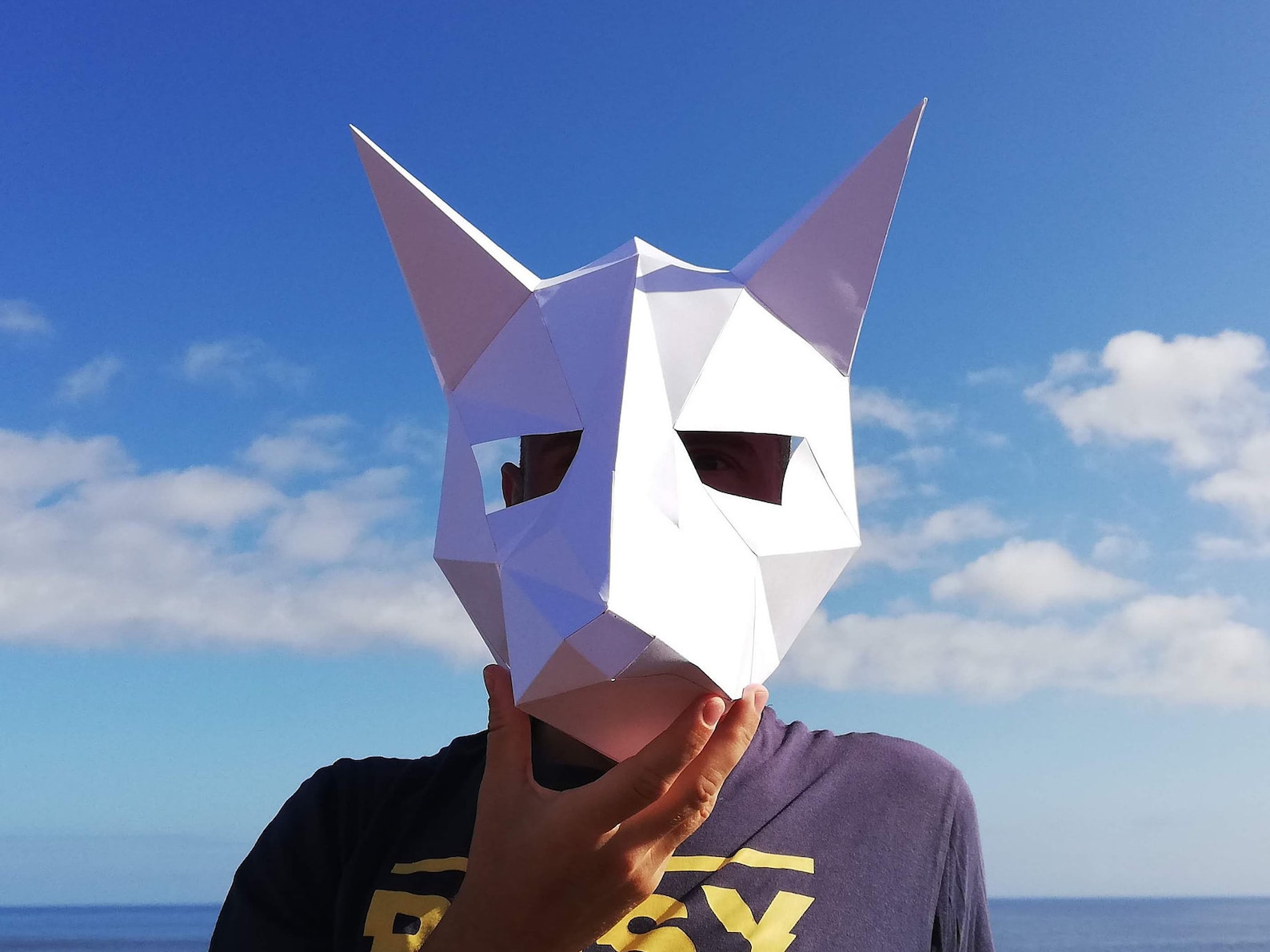 Make Your FOX Mask From Paper, PDF Pattern Mask, Polygon Face DIY Paper ...
