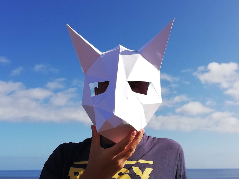 Make Your FOX Mask From Paper, PDF Pattern Mask, Polygon Face DIY Paper ...